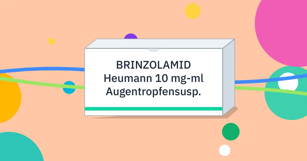 Symbolbild: Packung mit der Aufschrift BRINZOLAMID Heumann 10 mg-ml Augentropfensusp. (PZN 11871258) – Verfügbarkeit und Bezug in Apotheken in Frankfurt am Main