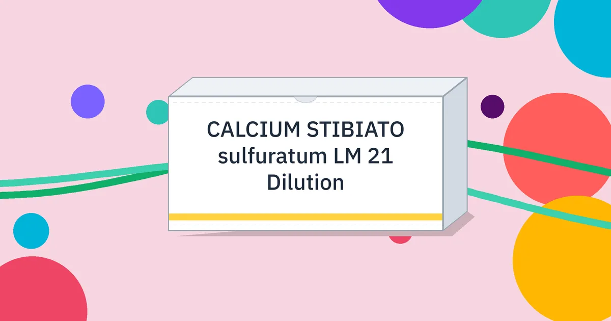 Symbolbild: Packung mit der Aufschrift CALCIUM STIBIATO sulfuratum LM 21 Dilution (PZN 12806665) – Verfügbarkeit und Bezug in Apotheken in Frankfurt am Main