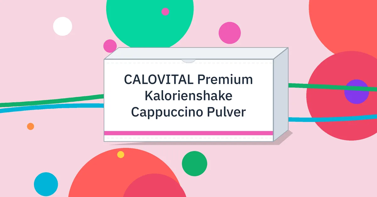 Symbolbild: Packung mit der Aufschrift CALOVITAL Premium Kalorienshake Cappuccino Pulver (PZN 16061251) – Verfügbarkeit und Bezug in Apotheken in Frankfurt am Main
