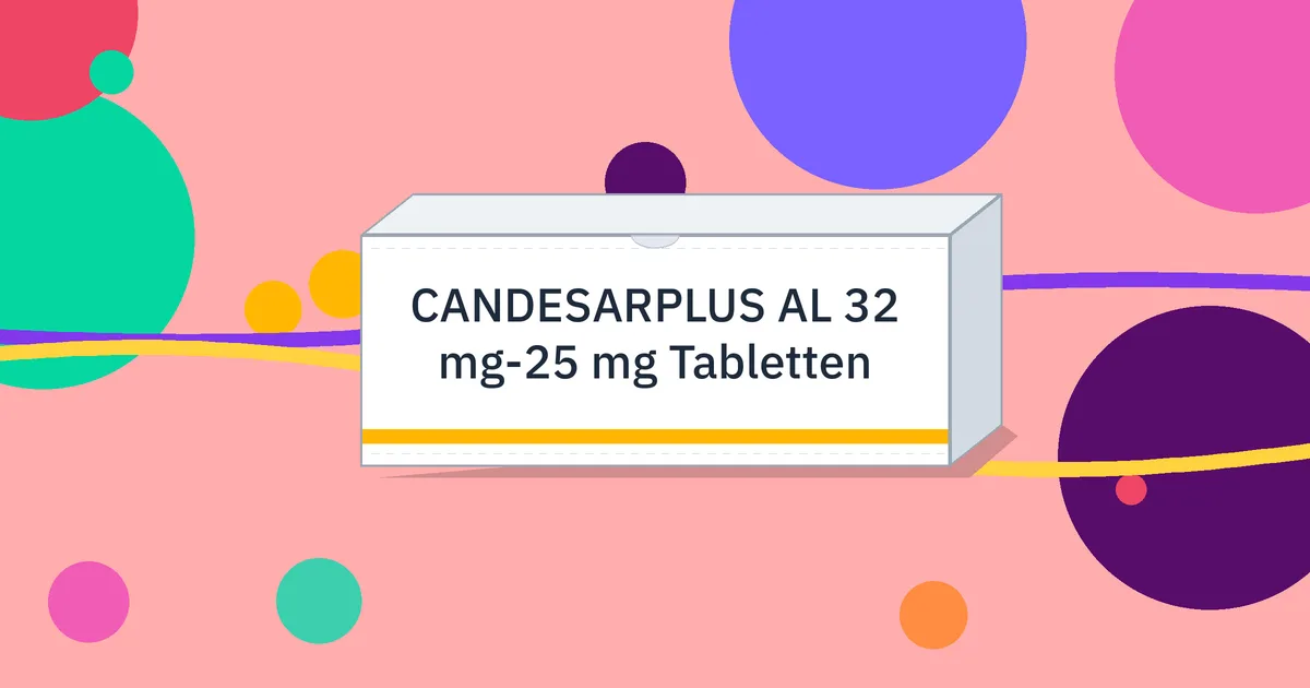 Symbolbild: Packung mit der Aufschrift CANDESARPLUS AL 32 mg-25 mg Tabletten (PZN 18098442) – Verfügbarkeit und Bezug in Apotheken in Frankfurt am Main