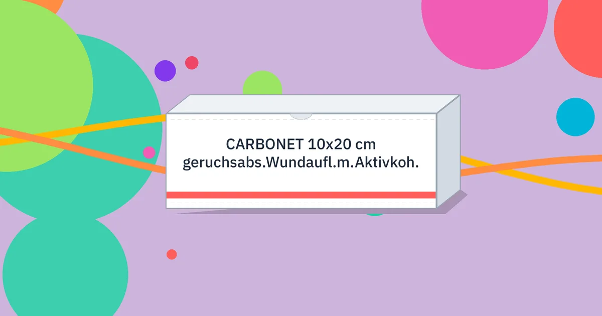 Symbolbild: Packung mit der Aufschrift CARBONET 10x20 cm geruchsabs.Wundaufl.m.Aktivkoh. (PZN 03161264) – Verfügbarkeit und Bezug in Apotheken in Frankfurt am Main