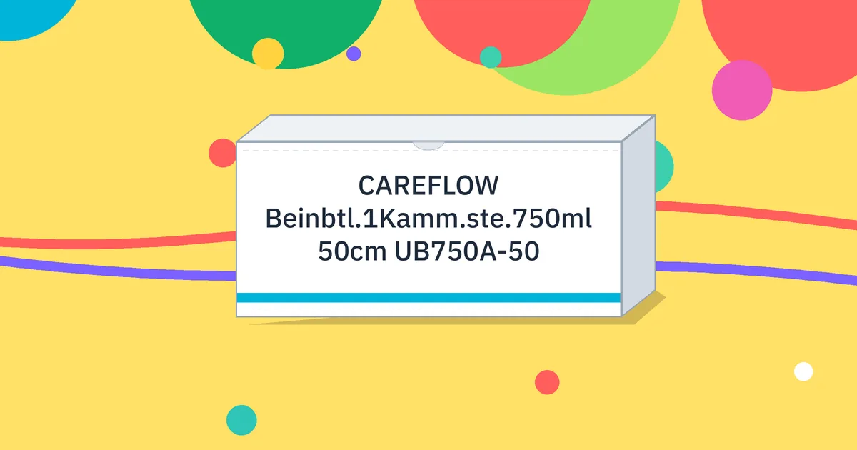 Symbolbild: Packung mit der Aufschrift CAREFLOW Beinbtl.1Kamm.ste.750ml 50cm UB750A-50 (PZN 12371552) – Verfügbarkeit und Bezug in Apotheken in Frankfurt am Main