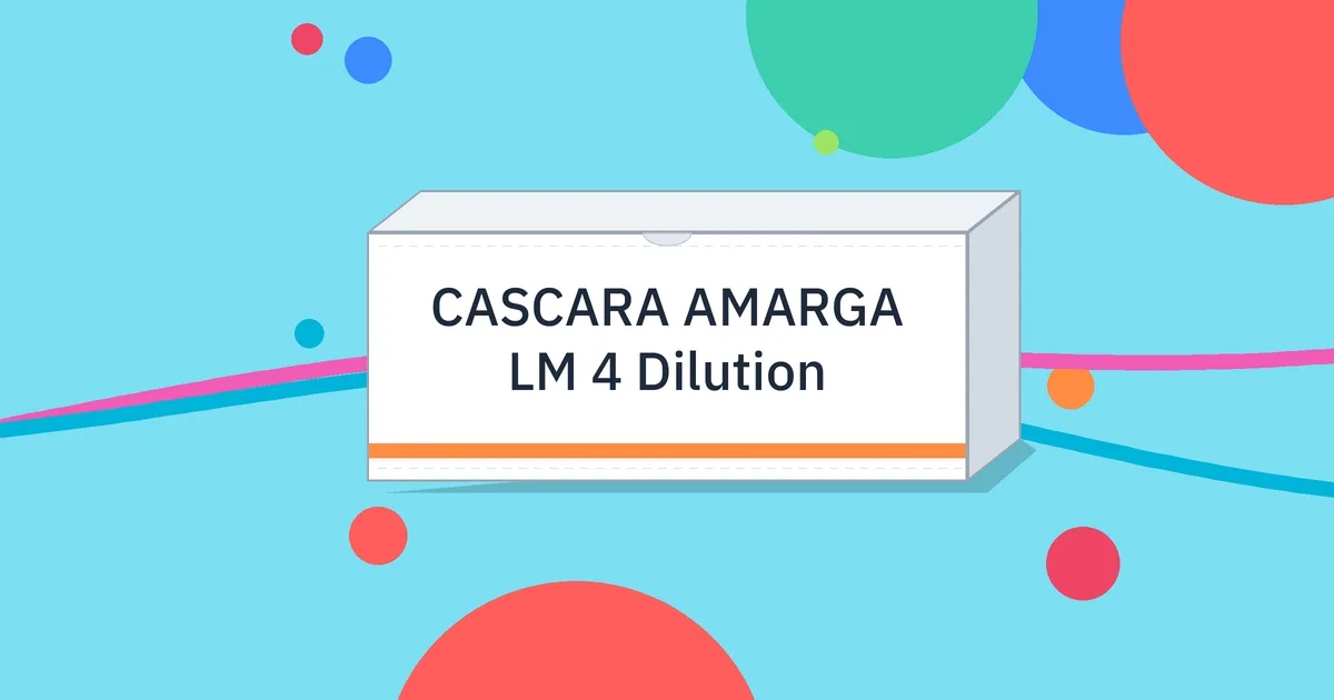 Symbolbild: Packung mit der Aufschrift CASCARA AMARGA LM 4 Dilution (PZN 13432310) – Verfügbarkeit und Bezug in Apotheken in Frankfurt am Main