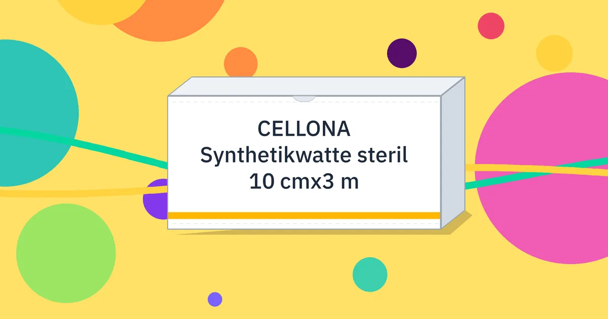 Symbolbild: Packung mit der Aufschrift CELLONA Synthetikwatte steril 10 cmx3 m (PZN 19690355) – Verfügbarkeit und Bezug in Apotheken in Frankfurt am Main