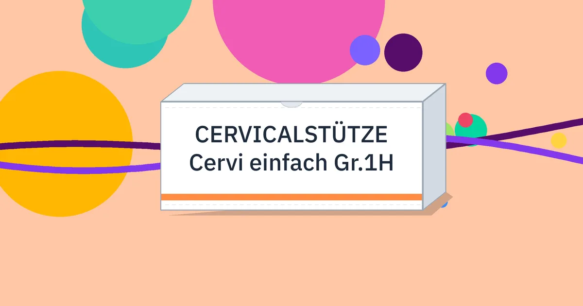 Symbolbild: Packung mit der Aufschrift CERVICALSTÜTZE Cervi einfach Gr.1H (PZN 05042003) – Verfügbarkeit und Bezug in Apotheken in Frankfurt am Main