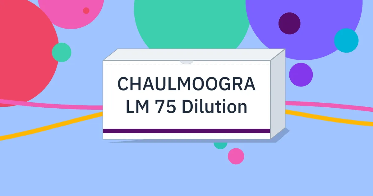 Symbolbild: Packung mit der Aufschrift CHAULMOOGRA LM 75 Dilution (PZN 13439252) – Verfügbarkeit und Bezug in Apotheken in Frankfurt am Main