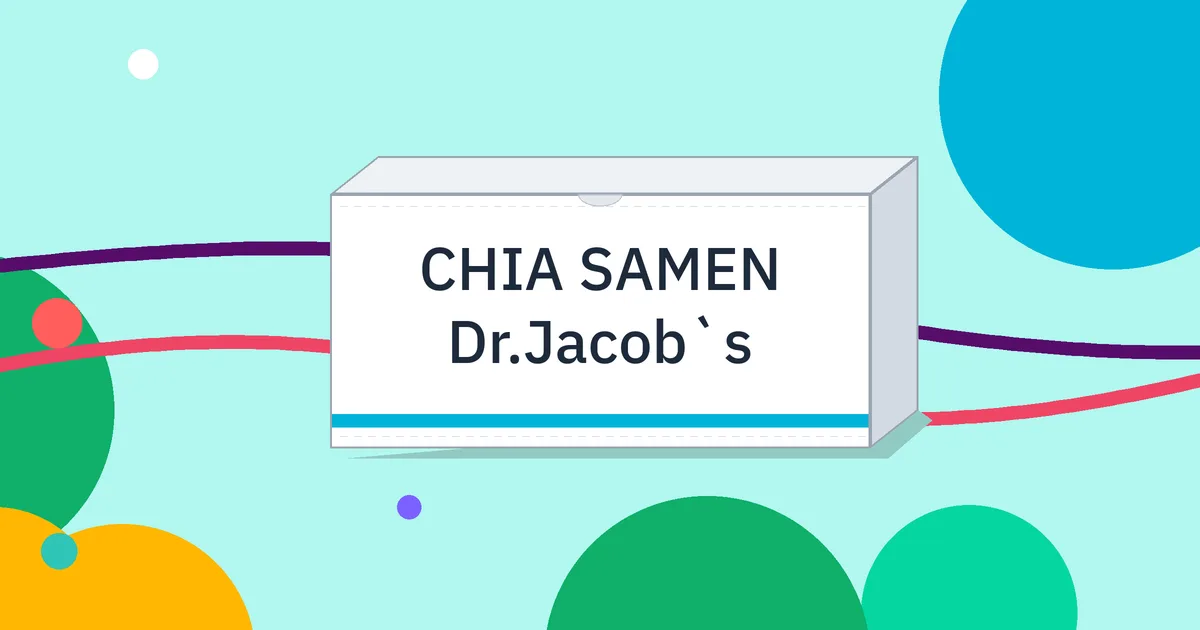 Symbolbild: Packung mit der Aufschrift CHIA SAMEN Dr.Jacob`s (PZN 18441070) – Verfügbarkeit und Bezug in Apotheken in Frankfurt am Main