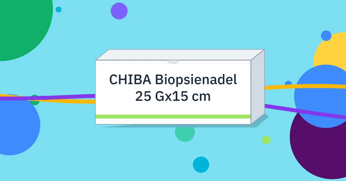 Symbolbild: Packung mit der Aufschrift CHIBA Biopsienadel 25 Gx15 cm (PZN 00292942) – Verfügbarkeit und Bezug in Apotheken in Frankfurt am Main