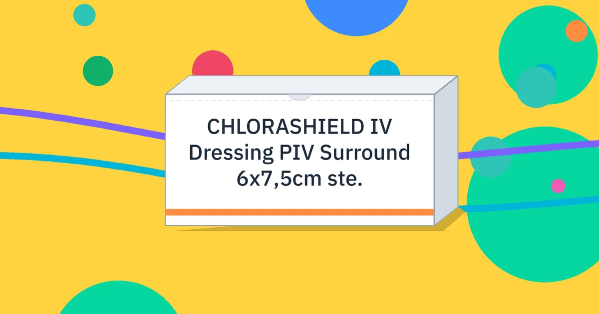 Symbolbild: Packung mit der Aufschrift CHLORASHIELD IV Dressing PIV Surround 6x7,5cm ste. (PZN 16914073) – Verfügbarkeit und Bezug in Apotheken in Frankfurt am Main