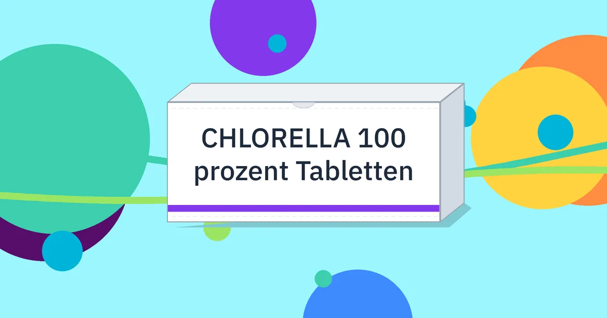 Symbolbild: Packung mit der Aufschrift CHLORELLA 100 prozent Tabletten (PZN 02130729) – Verfügbarkeit und Bezug in Apotheken in Frankfurt am Main