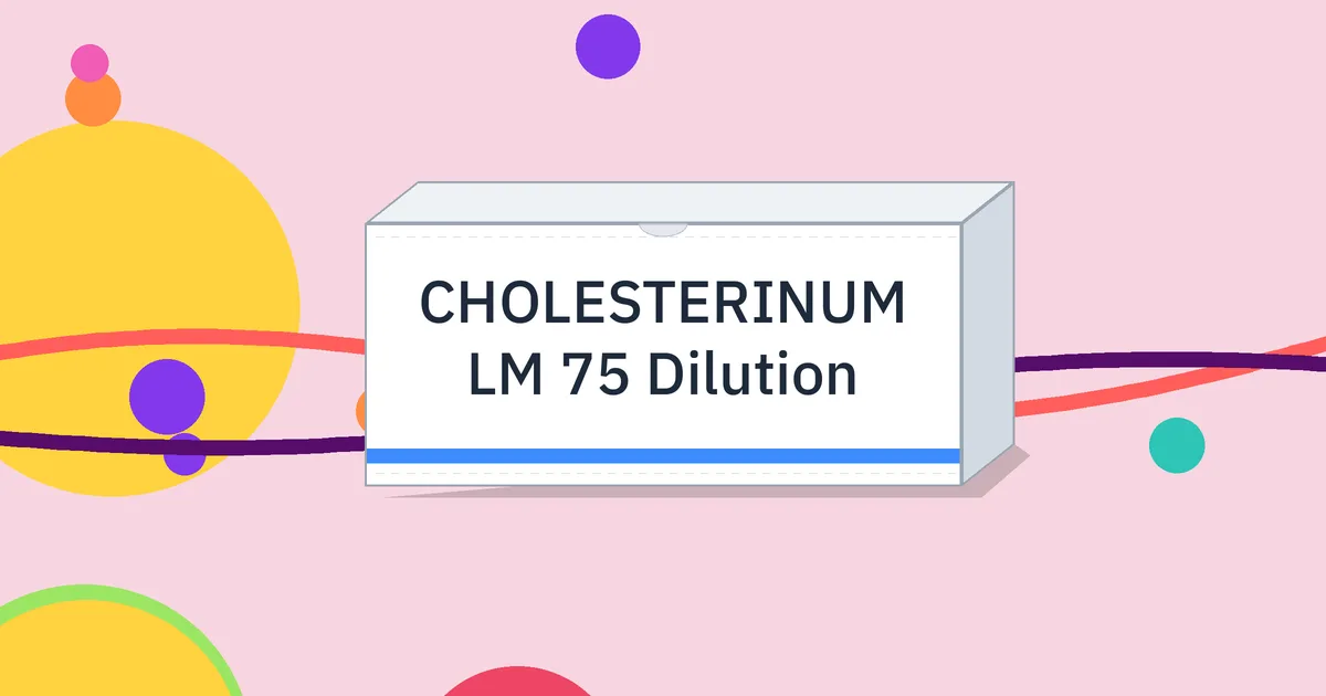 Symbolbild: Packung mit der Aufschrift CHOLESTERINUM LM 75 Dilution (PZN 12817605) – Verfügbarkeit und Bezug in Apotheken in Frankfurt am Main