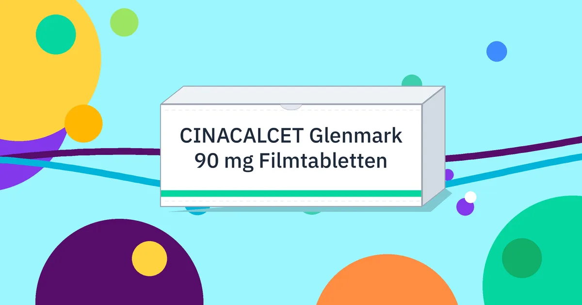 Symbolbild: Packung mit der Aufschrift CINACALCET Glenmark 90 mg Filmtabletten (PZN 16038996) – Verfügbarkeit und Bezug in Apotheken in Frankfurt am Main