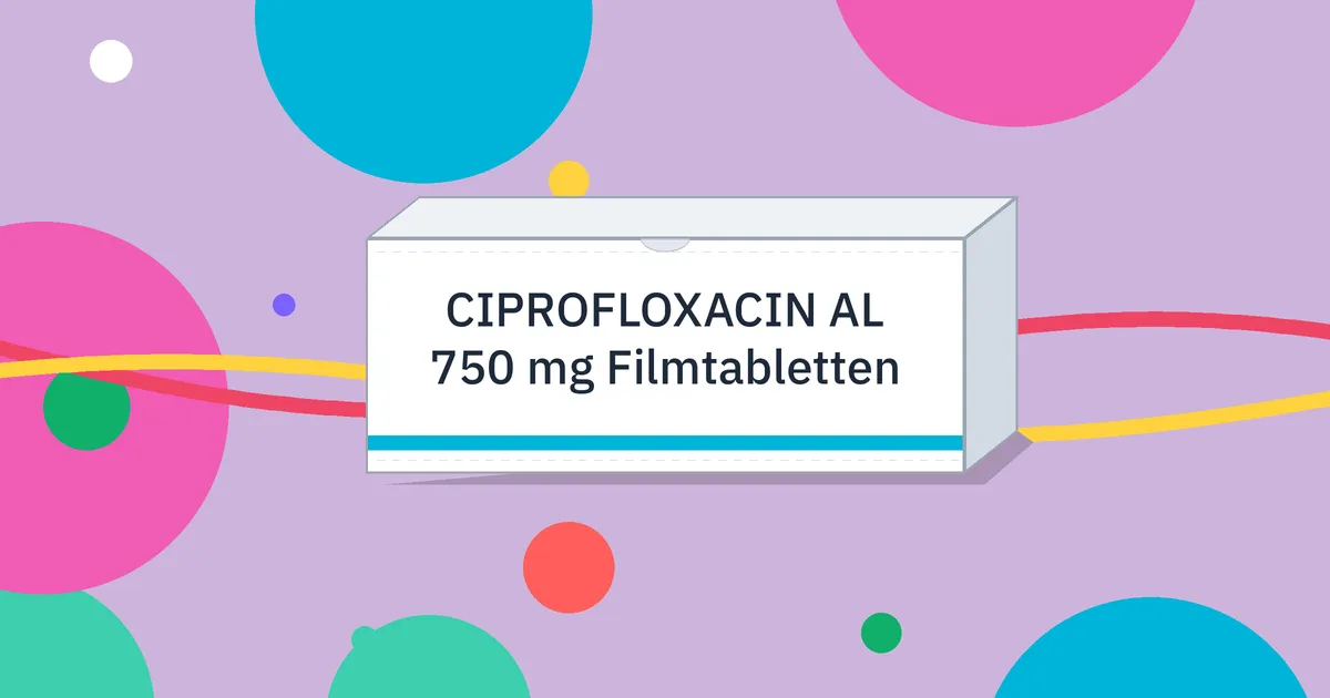 Symbolbild: Packung mit der Aufschrift CIPROFLOXACIN AL 750 mg Filmtabletten (PZN 03195725) – Verfügbarkeit und Bezug in Apotheken in Frankfurt am Main