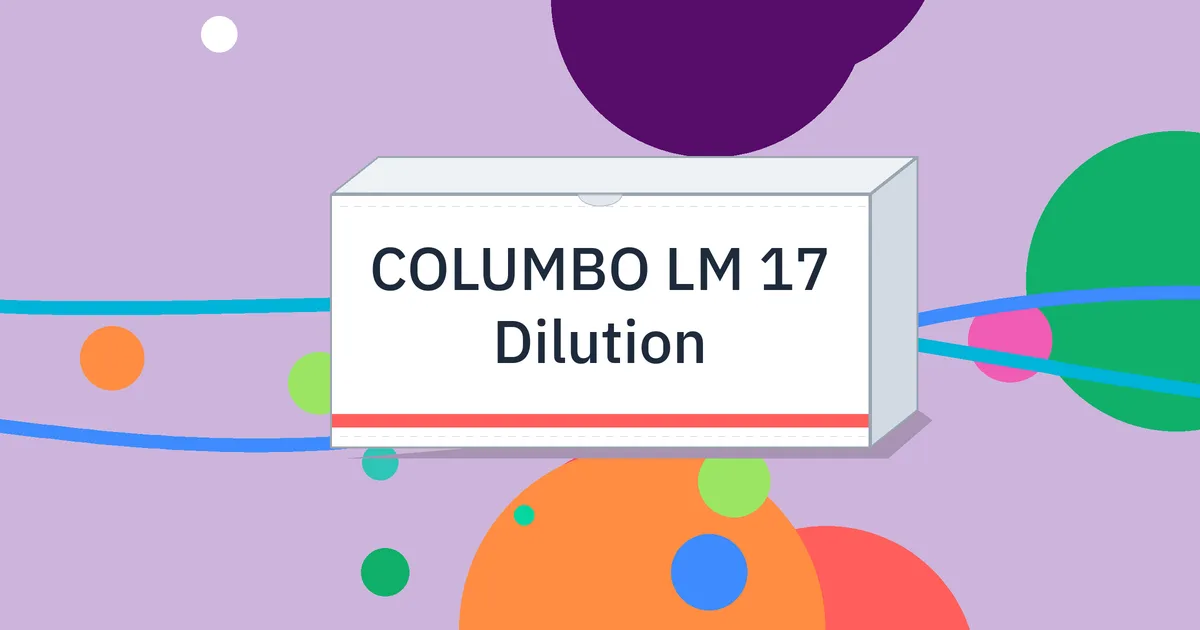 Symbolbild: Packung mit der Aufschrift COLUMBO LM 17 Dilution (PZN 13448819) – Verfügbarkeit und Bezug in Apotheken in Frankfurt am Main
