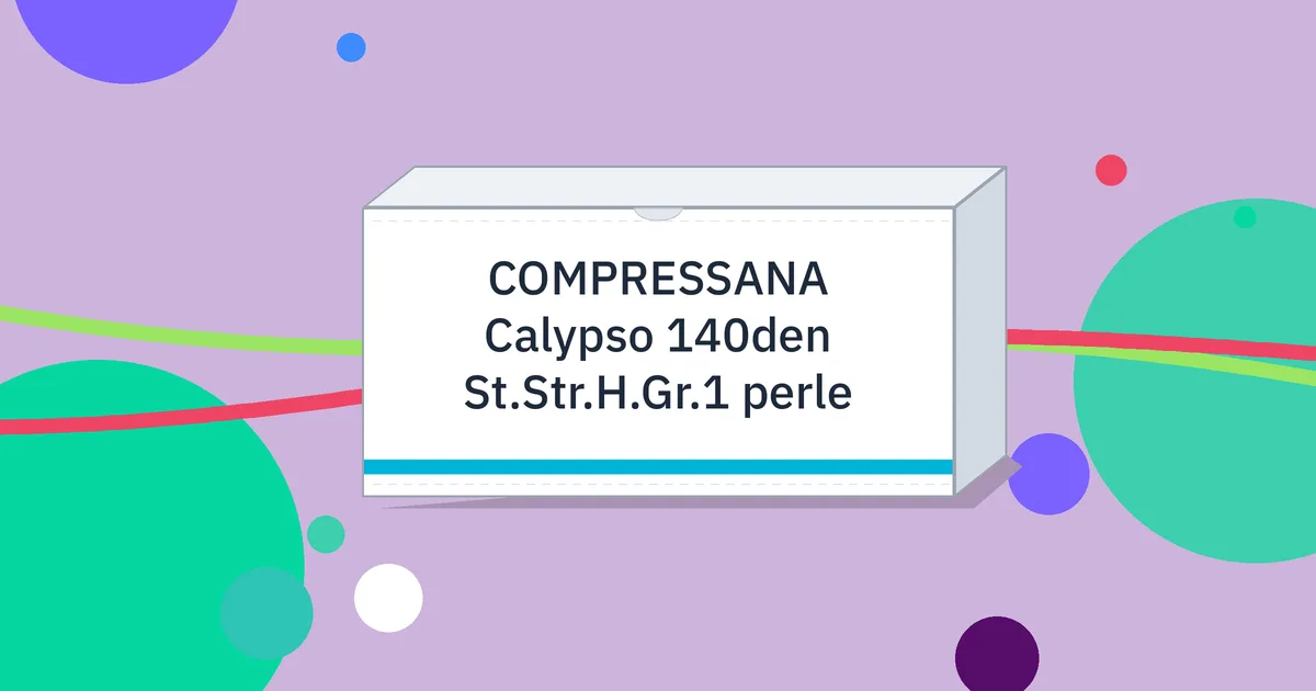 Symbolbild: Packung mit der Aufschrift COMPRESSANA Calypso 140den St.Str.H.Gr.1 perle (PZN 11217582) – Verfügbarkeit und Bezug in Apotheken in Frankfurt am Main