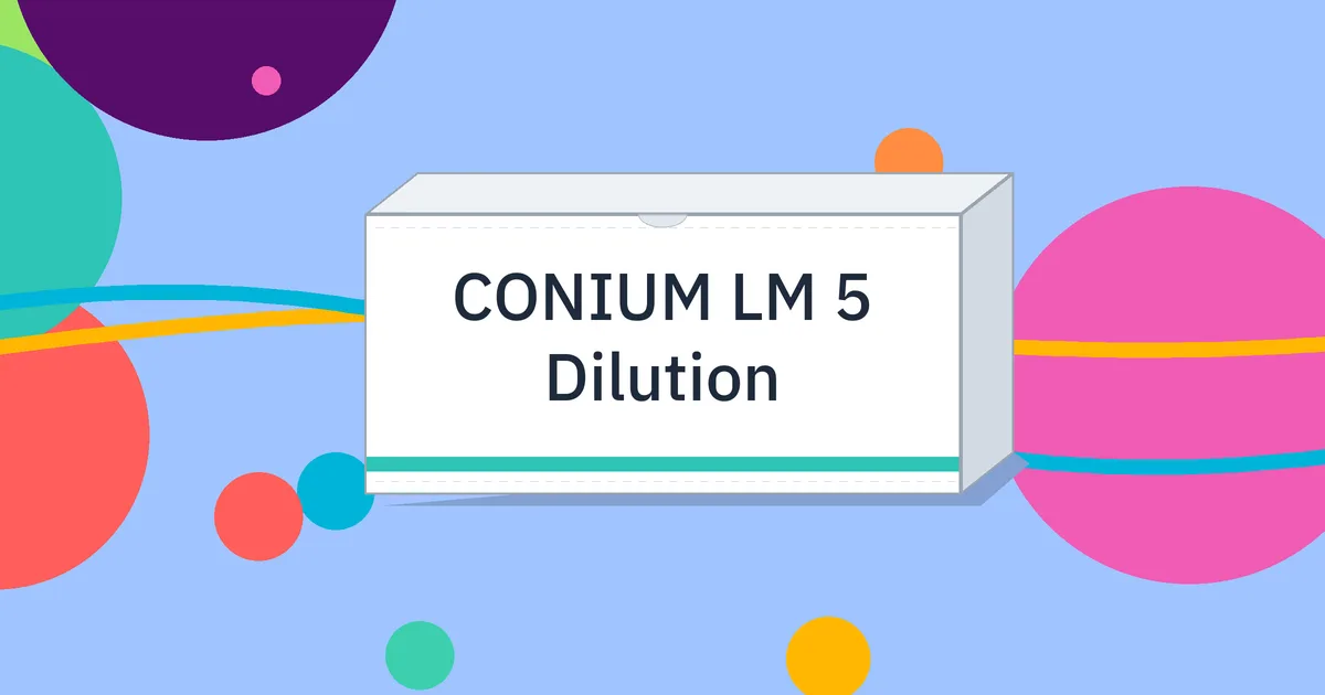 Symbolbild: Packung mit der Aufschrift CONIUM LM 5 Dilution (PZN 12832993) – Verfügbarkeit und Bezug in Apotheken in Frankfurt am Main