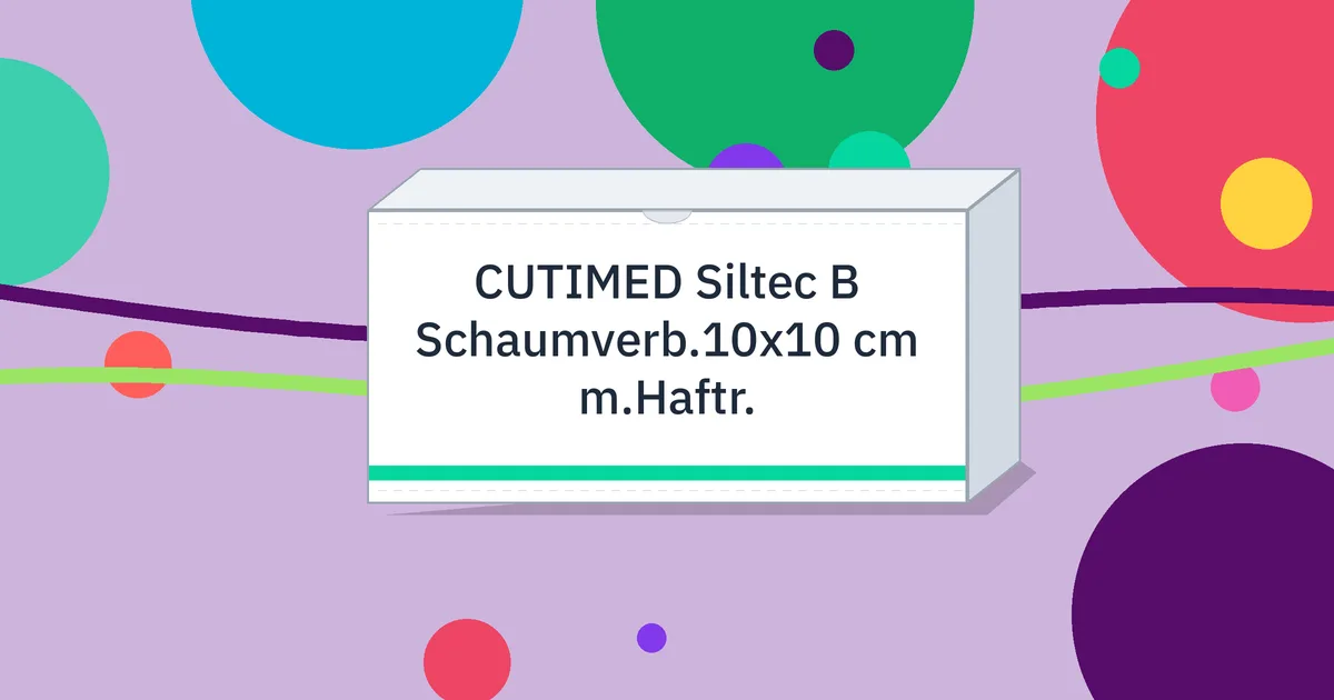 Symbolbild: Packung mit der Aufschrift CUTIMED Siltec B Schaumverb.10x10 cm m.Haftr. (PZN 19472888) – Verfügbarkeit und Bezug in Apotheken in Frankfurt am Main