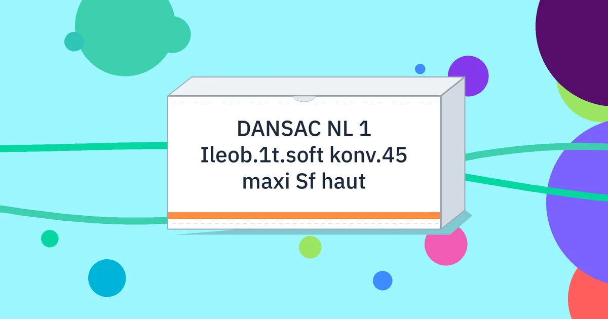 Symbolbild: Packung mit der Aufschrift DANSAC NL 1 Ileob.1t.soft konv.45 maxi Sf haut (PZN 10344864) – Verfügbarkeit und Bezug in Apotheken in Frankfurt am Main