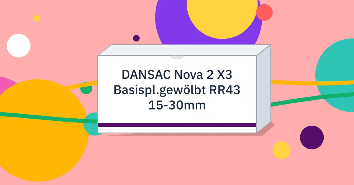 Symbolbild: Packung mit der Aufschrift DANSAC Nova 2 X3 Basispl.gewölbt RR43 15-30mm (PZN 03625367) – Verfügbarkeit und Bezug in Apotheken in Frankfurt am Main