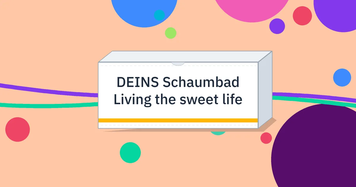 Symbolbild: Packung mit der Aufschrift DEINS Schaumbad Living the sweet life (PZN 18753792) – Verfügbarkeit und Bezug in Apotheken in Frankfurt am Main