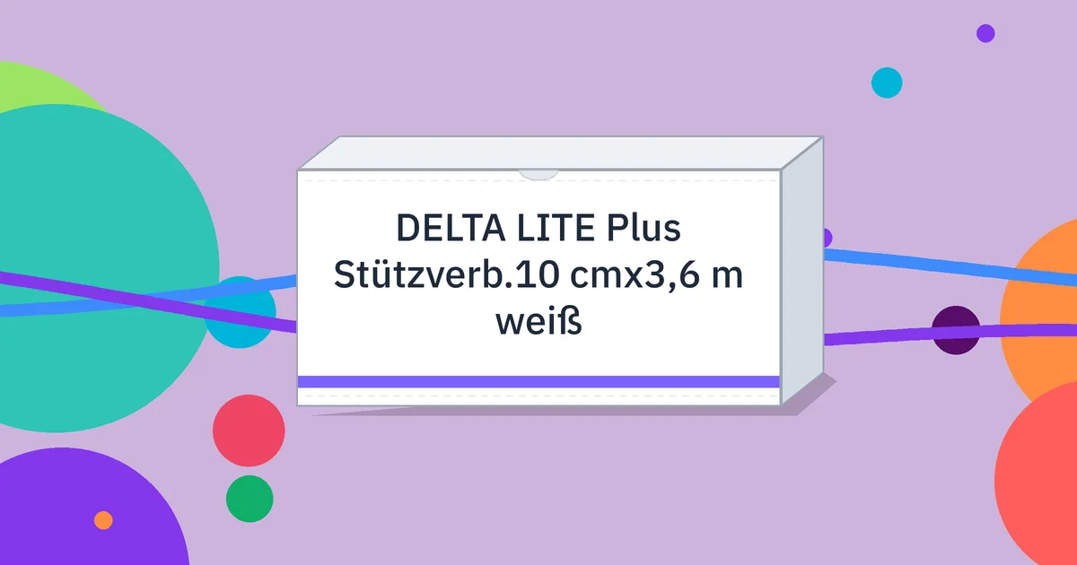 Symbolbild: Packung mit der Aufschrift DELTA LITE Plus Stützverb.10 cmx3,6 m weiß (PZN 00277457) – Verfügbarkeit und Bezug in Apotheken in Frankfurt am Main