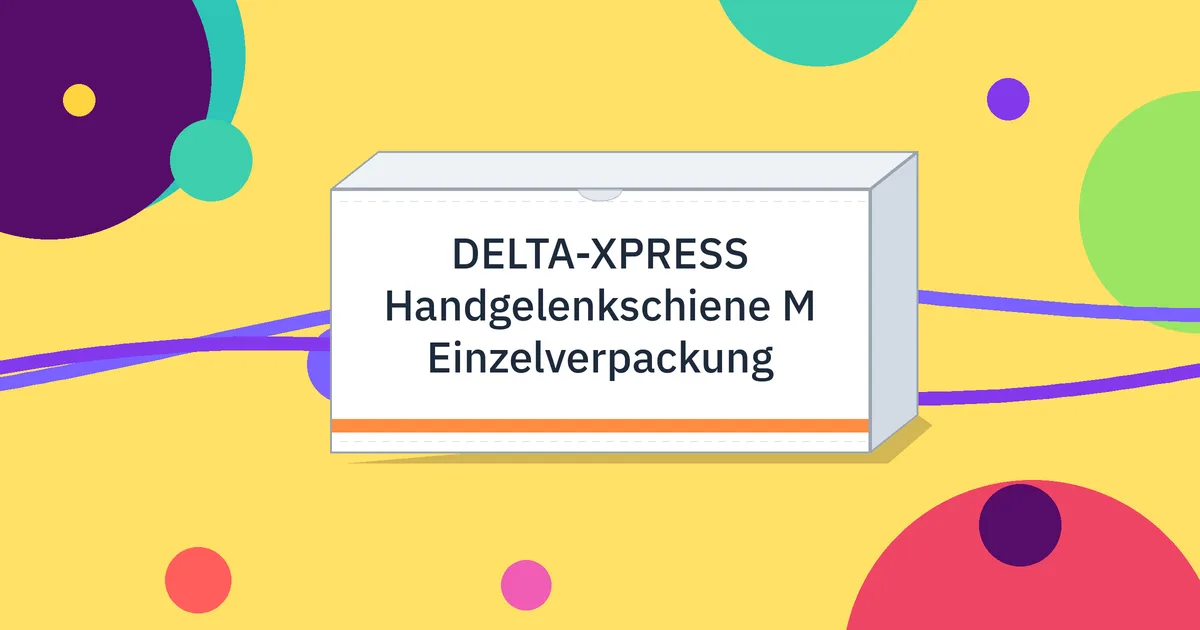 Symbolbild: Packung mit der Aufschrift DELTA-XPRESS Handgelenkschiene M Einzelverpackung (PZN 07619820) – Verfügbarkeit und Bezug in Apotheken in Frankfurt am Main
