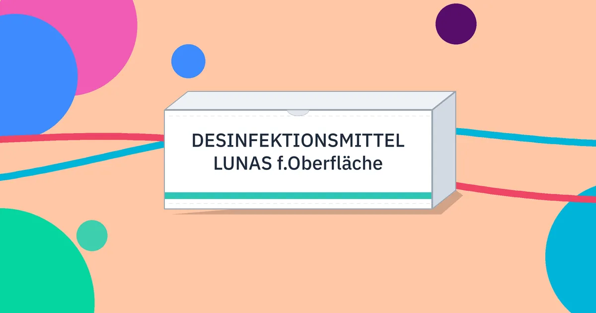 Symbolbild: Packung mit der Aufschrift DESINFEKTIONSMITTEL LUNAS f.Oberfläche (PZN 16740213) – Verfügbarkeit und Bezug in Apotheken in Frankfurt am Main