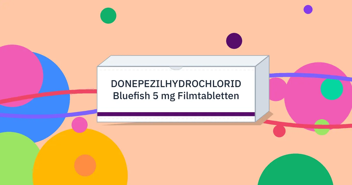 Symbolbild: Packung mit der Aufschrift DONEPEZILHYDROCHLORID Bluefish 5 mg Filmtabletten (PZN 09391404) – Verfügbarkeit und Bezug in Apotheken in Frankfurt am Main