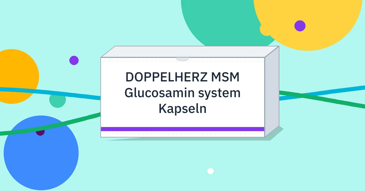 Symbolbild: Packung mit der Aufschrift DOPPELHERZ MSM Glucosamin system Kapseln (PZN 17974290) – Verfügbarkeit und Bezug in Apotheken in Frankfurt am Main