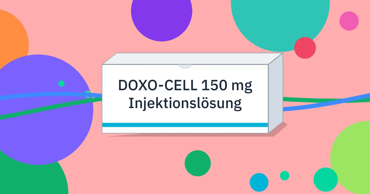 Symbolbild: Packung mit der Aufschrift DOXO-CELL 150 mg Injektionslösung (PZN 07356964) – Verfügbarkeit und Bezug in Apotheken in Frankfurt am Main