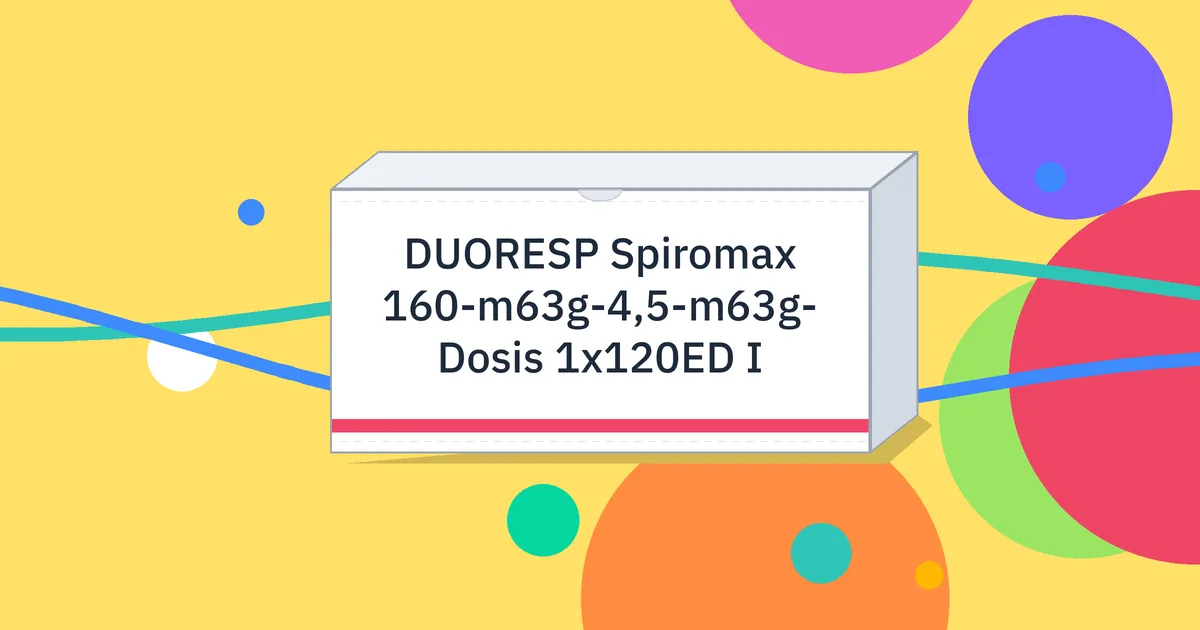 Symbolbild: Packung mit der Aufschrift DUORESP Spiromax 160-m63g-4,5-m63g-Dosis 1x120ED I (PZN 11112452) – Verfügbarkeit und Bezug in Apotheken in Frankfurt am Main