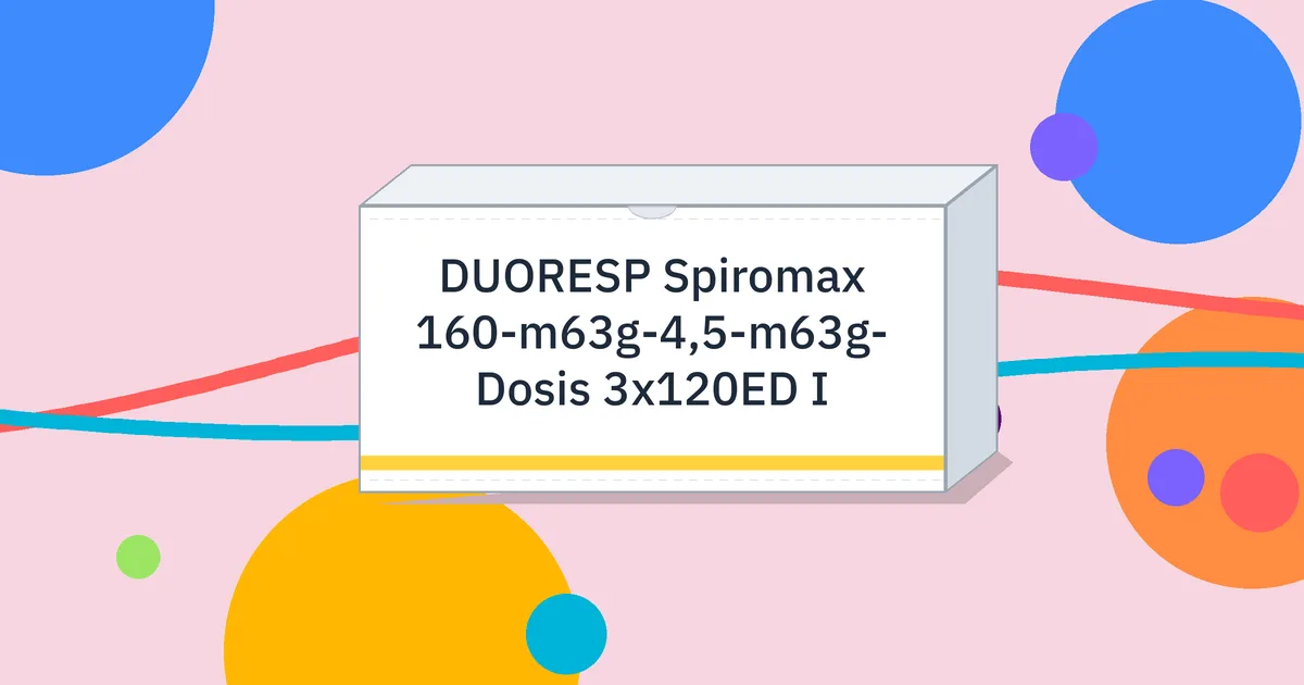 Symbolbild: Packung mit der Aufschrift DUORESP Spiromax 160-m63g-4,5-m63g-Dosis 3x120ED I (PZN 14178486) – Verfügbarkeit und Bezug in Apotheken in Frankfurt am Main