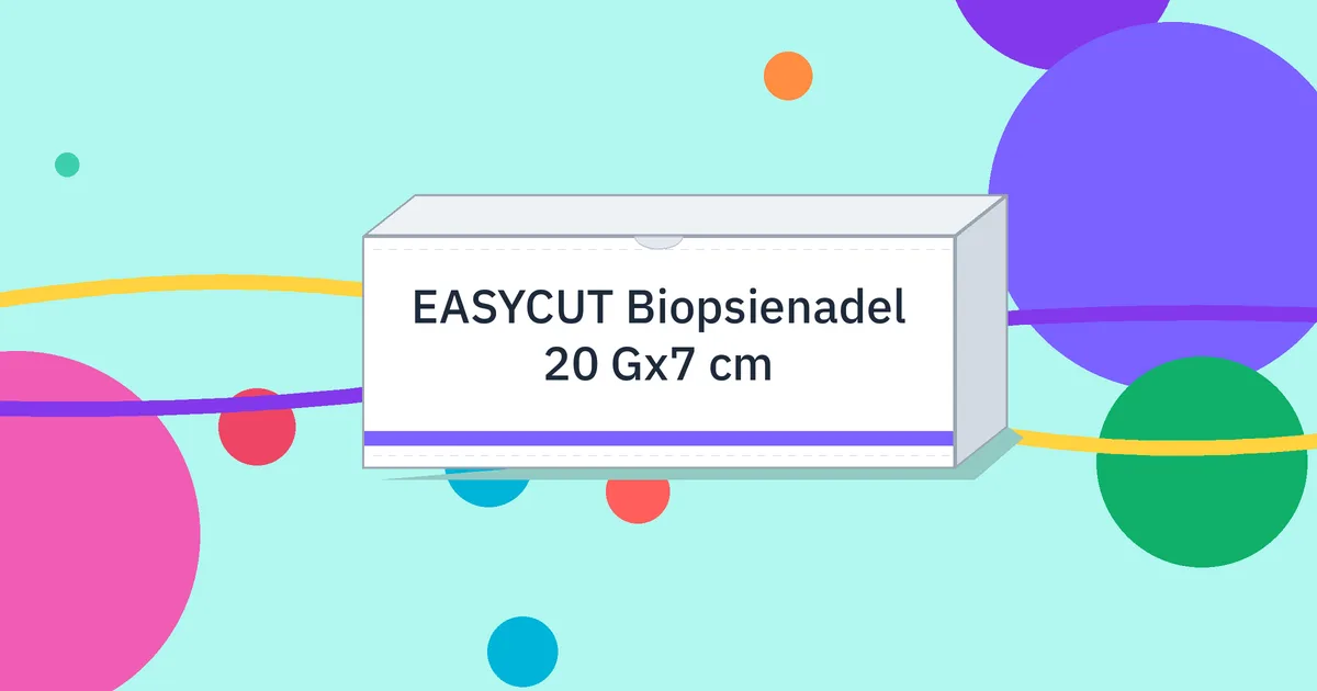Symbolbild: Packung mit der Aufschrift EASYCUT Biopsienadel 20 Gx7 cm (PZN 16921038) – Verfügbarkeit und Bezug in Apotheken in Frankfurt am Main