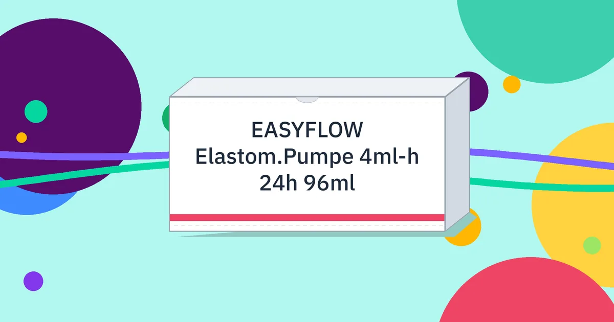 Symbolbild: Packung mit der Aufschrift EASYFLOW Elastom.Pumpe 4ml-h 24h 96ml (PZN 18090073) – Verfügbarkeit und Bezug in Apotheken in Frankfurt am Main