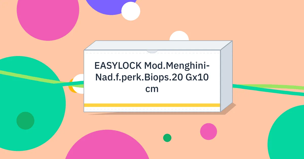 Symbolbild: Packung mit der Aufschrift EASYLOCK Mod.Menghini-Nad.f.perk.Biops.20 Gx10 cm (PZN 16362343) – Verfügbarkeit und Bezug in Apotheken in Frankfurt am Main