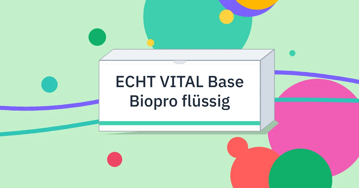 Symbolbild: Packung mit der Aufschrift ECHT VITAL Base Biopro flüssig (PZN 12530559) – Verfügbarkeit und Bezug in Apotheken in Frankfurt am Main