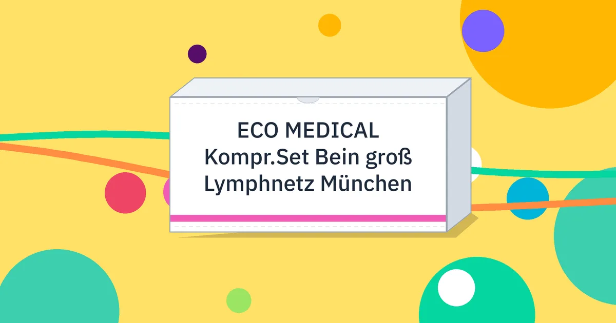 Symbolbild: Packung mit der Aufschrift ECO MEDICAL Kompr.Set Bein groß Lymphnetz München (PZN 18834869) – Verfügbarkeit und Bezug in Apotheken in Frankfurt am Main