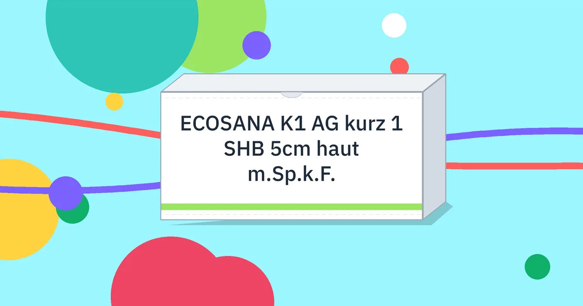 Symbolbild: Packung mit der Aufschrift ECOSANA K1 AG kurz 1 SHB 5cm haut m.Sp.k.F. (PZN 04726194) – Verfügbarkeit und Bezug in Apotheken in Frankfurt am Main