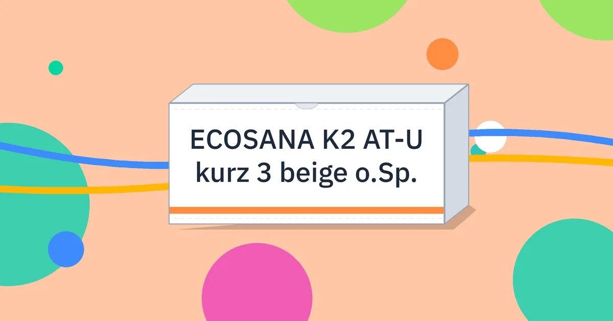 Symbolbild: Packung mit der Aufschrift ECOSANA K2 AT-U kurz 3 beige o.Sp. (PZN 01575116) – Verfügbarkeit und Bezug in Apotheken in Frankfurt am Main