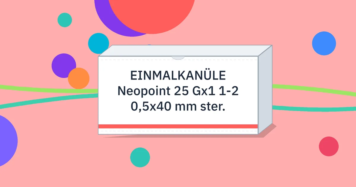 Symbolbild: Packung mit der Aufschrift EINMALKANÜLE Neopoint 25 Gx1 1-2 0,5x40 mm ster. (PZN 00363174) – Verfügbarkeit und Bezug in Apotheken in Frankfurt am Main