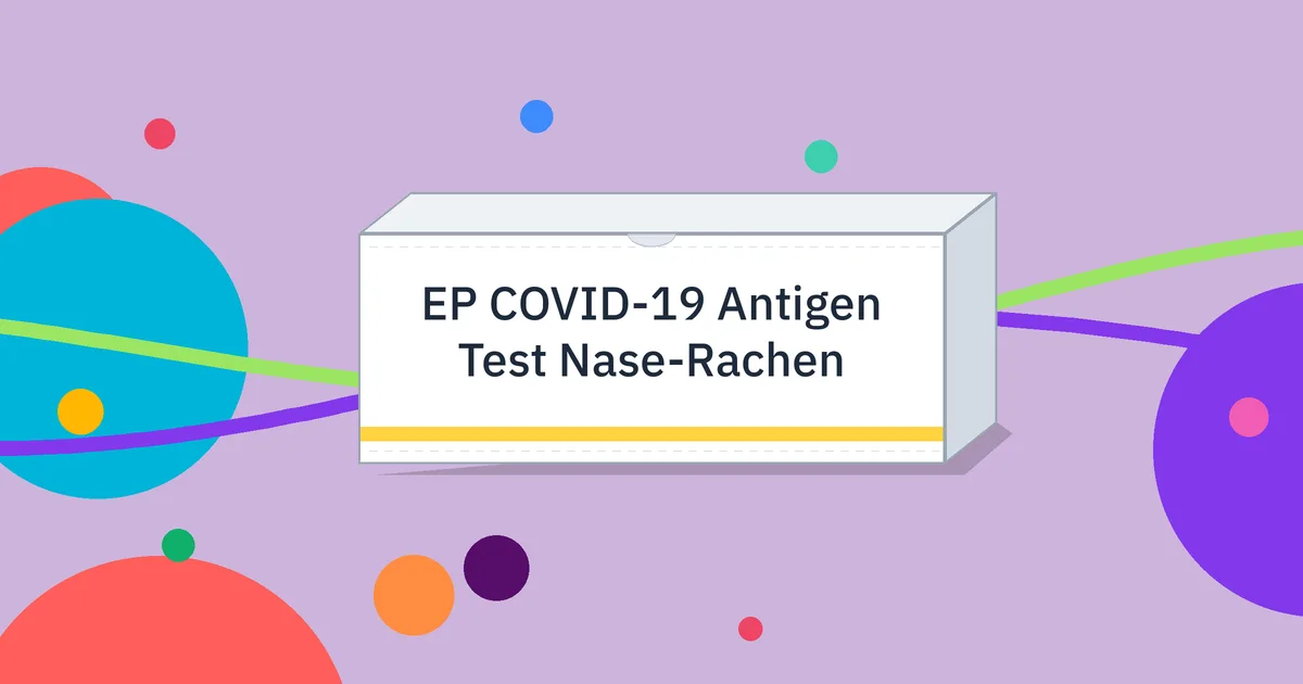 Symbolbild: Packung mit der Aufschrift EP COVID-19 Antigen Test Nase-Rachen (PZN 18106414) – Verfügbarkeit und Bezug in Apotheken in Frankfurt am Main