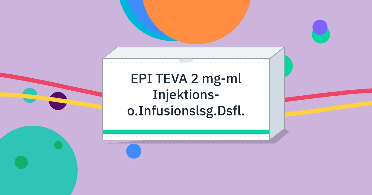 Symbolbild: Packung mit der Aufschrift EPI TEVA 2 mg-ml Injektions- o.Infusionslsg.Dsfl. (PZN 05505905) – Verfügbarkeit und Bezug in Apotheken in Frankfurt am Main
