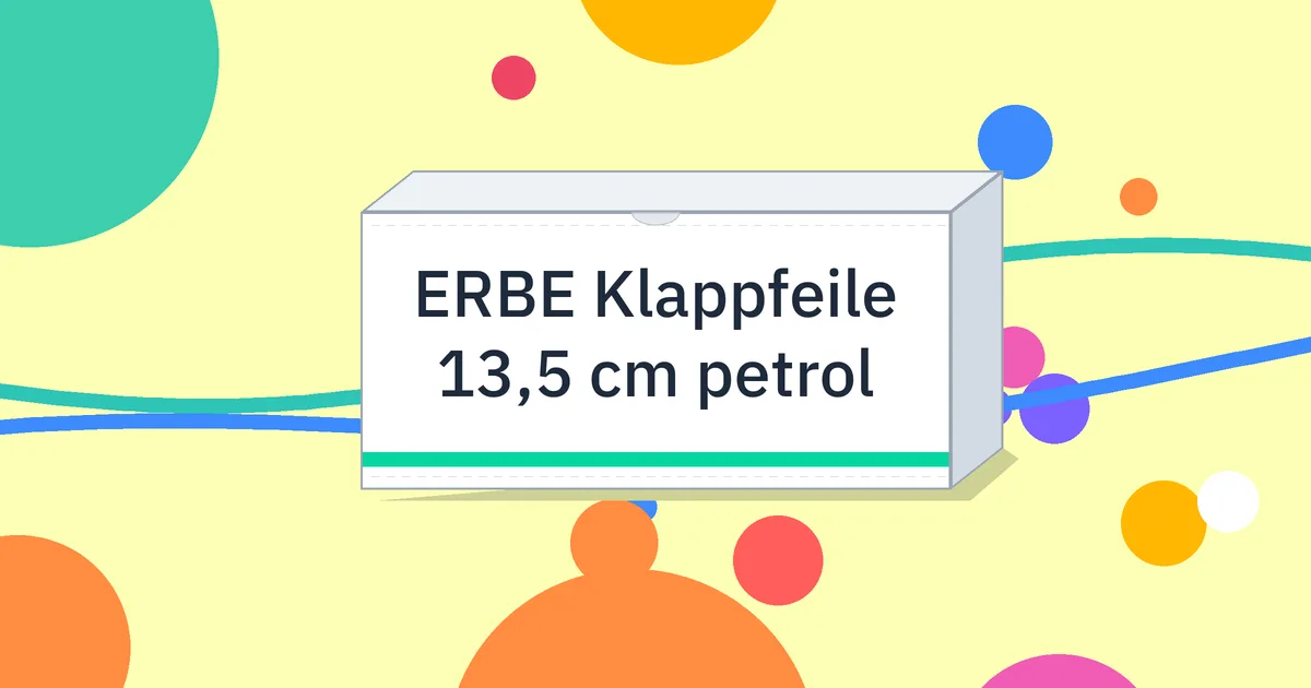Symbolbild: Packung mit der Aufschrift ERBE Klappfeile 13,5 cm petrol (PZN 20052708) – Verfügbarkeit und Bezug in Apotheken in Frankfurt am Main