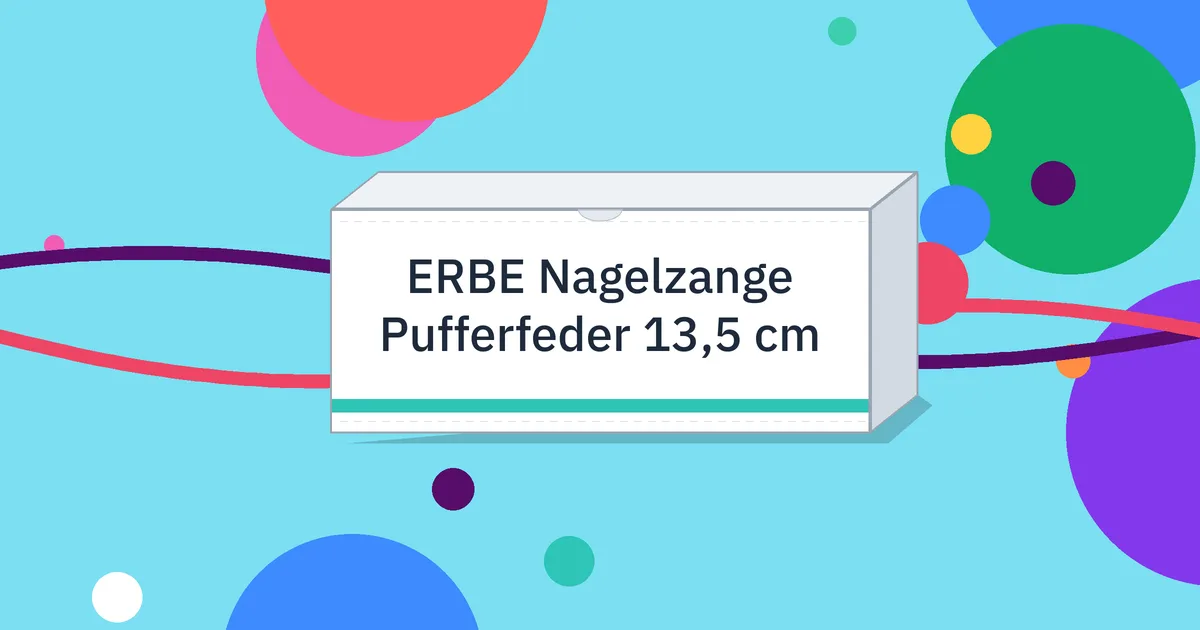 Symbolbild: Packung mit der Aufschrift ERBE Nagelzange Pufferfeder 13,5 cm (PZN 15733808) – Verfügbarkeit und Bezug in Apotheken in Frankfurt am Main