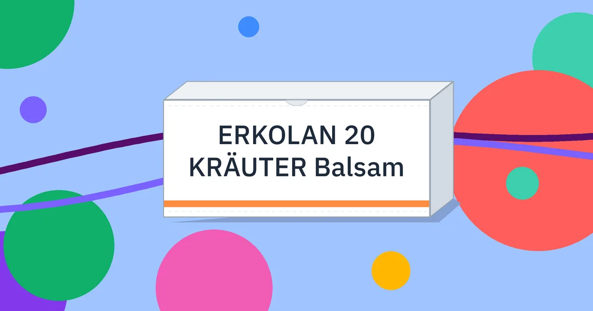 Symbolbild: Packung mit der Aufschrift ERKOLAN 20 KRÄUTER Balsam (PZN 03364926) – Verfügbarkeit und Bezug in Apotheken in Frankfurt am Main