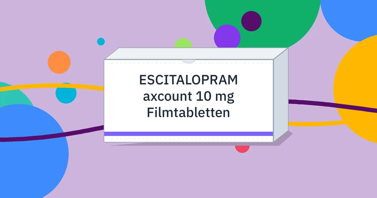 Symbolbild: Packung mit der Aufschrift ESCITALOPRAM axcount 10 mg Filmtabletten (PZN 19237874) – Verfügbarkeit und Bezug in Apotheken in Frankfurt am Main