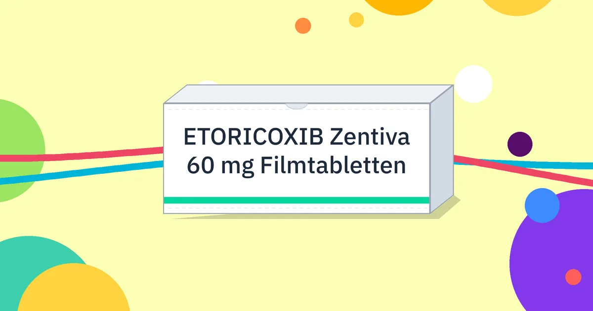 Symbolbild: Packung mit der Aufschrift ETORICOXIB Zentiva 60 mg Filmtabletten (PZN 12585572) – Verfügbarkeit und Bezug in Apotheken in Frankfurt am Main