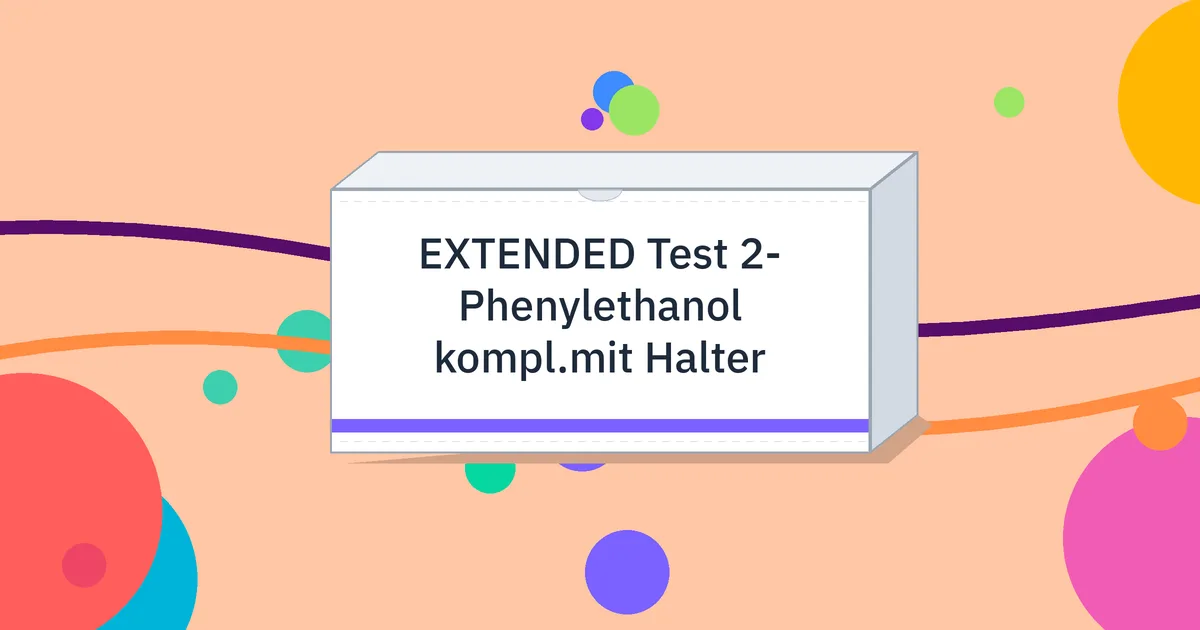 Symbolbild: Packung mit der Aufschrift EXTENDED Test 2-Phenylethanol kompl.mit Halter (PZN 17635754) – Verfügbarkeit und Bezug in Apotheken in Frankfurt am Main