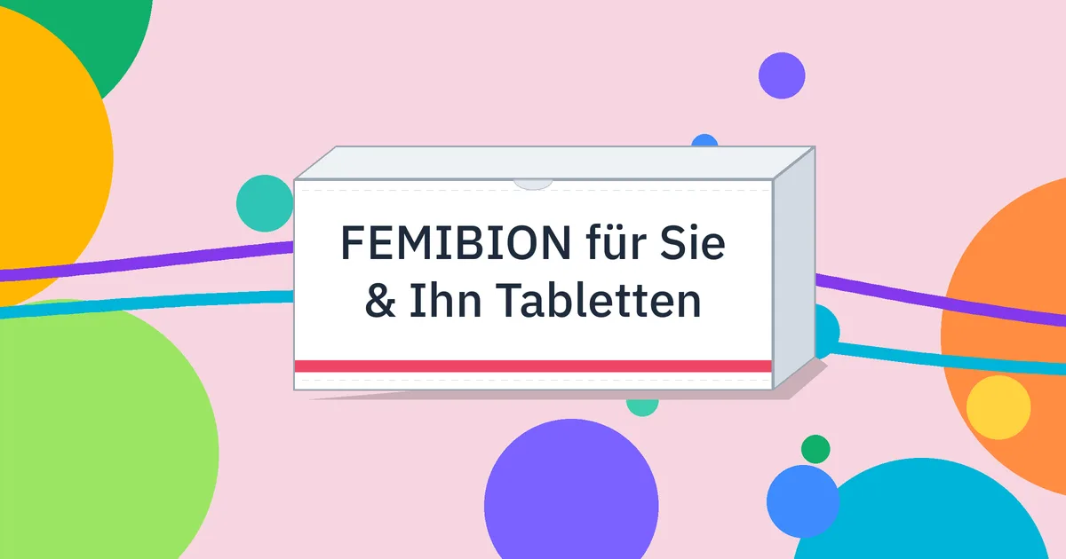Symbolbild: Packung mit der Aufschrift FEMIBION für Sie & Ihn Tabletten (PZN 19669131) – Verfügbarkeit und Bezug in Apotheken in Frankfurt am Main