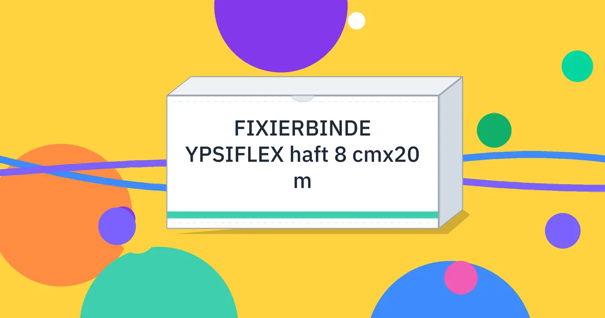 Symbolbild: Packung mit der Aufschrift FIXIERBINDE YPSIFLEX haft 8 cmx20 m (PZN 06321461) – Verfügbarkeit und Bezug in Apotheken in Frankfurt am Main